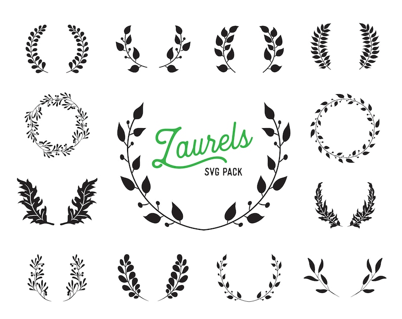 Laurel SVG Vector Cutfile Graphic Pack Instant Download | Etsy