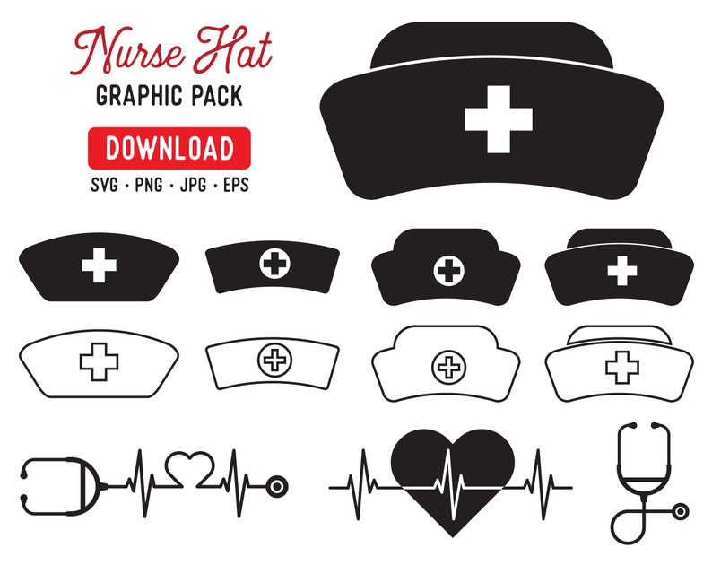 Nurse Hat Graphic Nurse Hat Clipart Nurse Hat Digital Nurse | Etsy