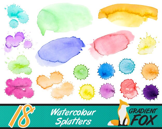 18 Watercolor Paint Splatters Texture Kit PNG INSTANT - Etsy