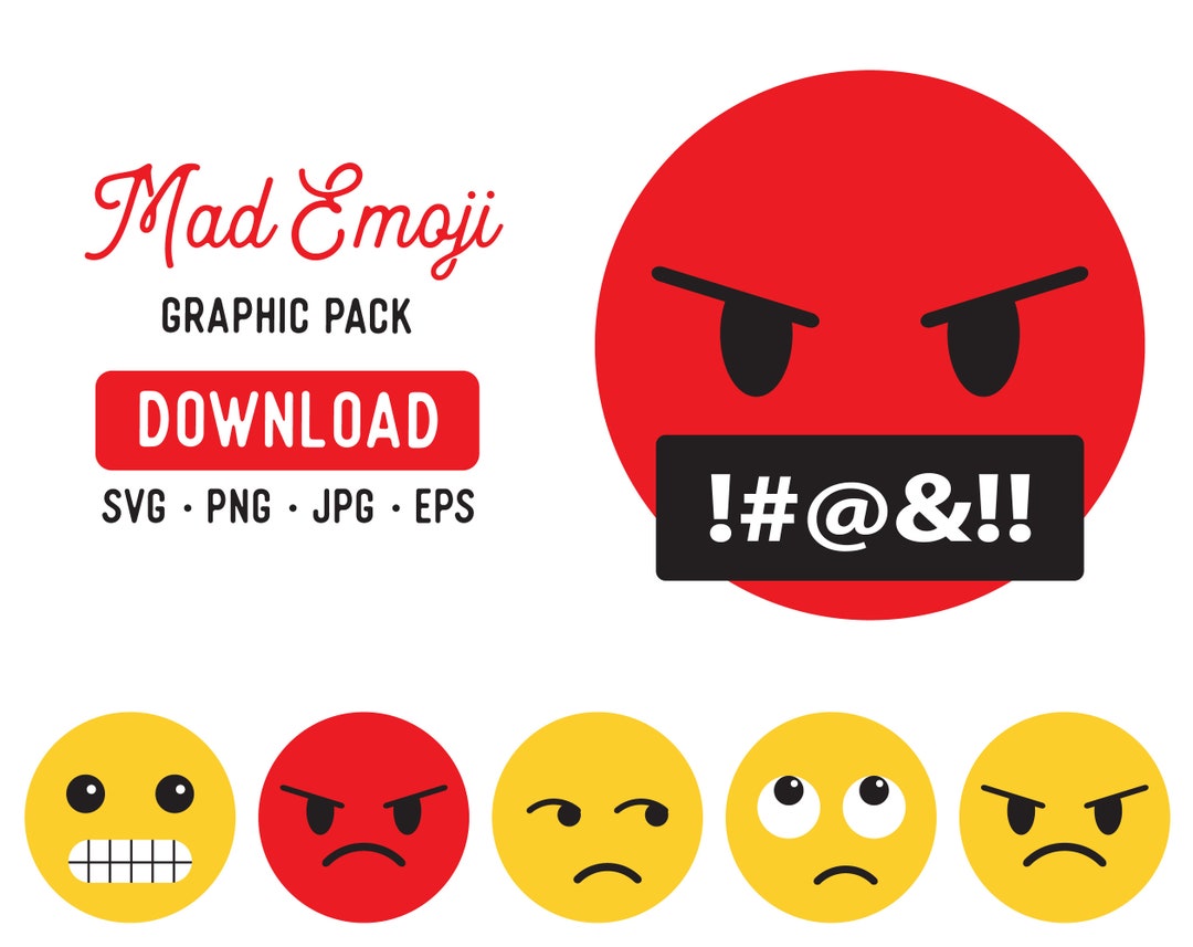 Angry Emoji PNG Clipart Bundle - Angry Emoji EPS Clipart Pack - Angry ...
