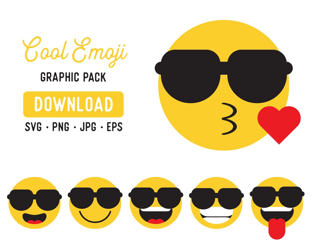 Cool Emoji Clipart Bundle - Cool Emoji Vector Pack - Cool Emoji Digital ...