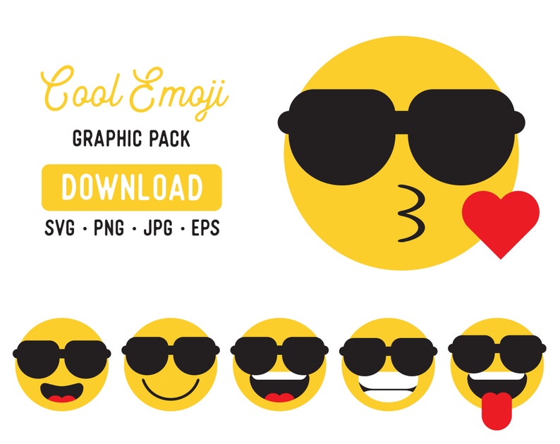 Cool Emoji Clipart Bundle Cool Emoji Vector Pack Cool | Etsy