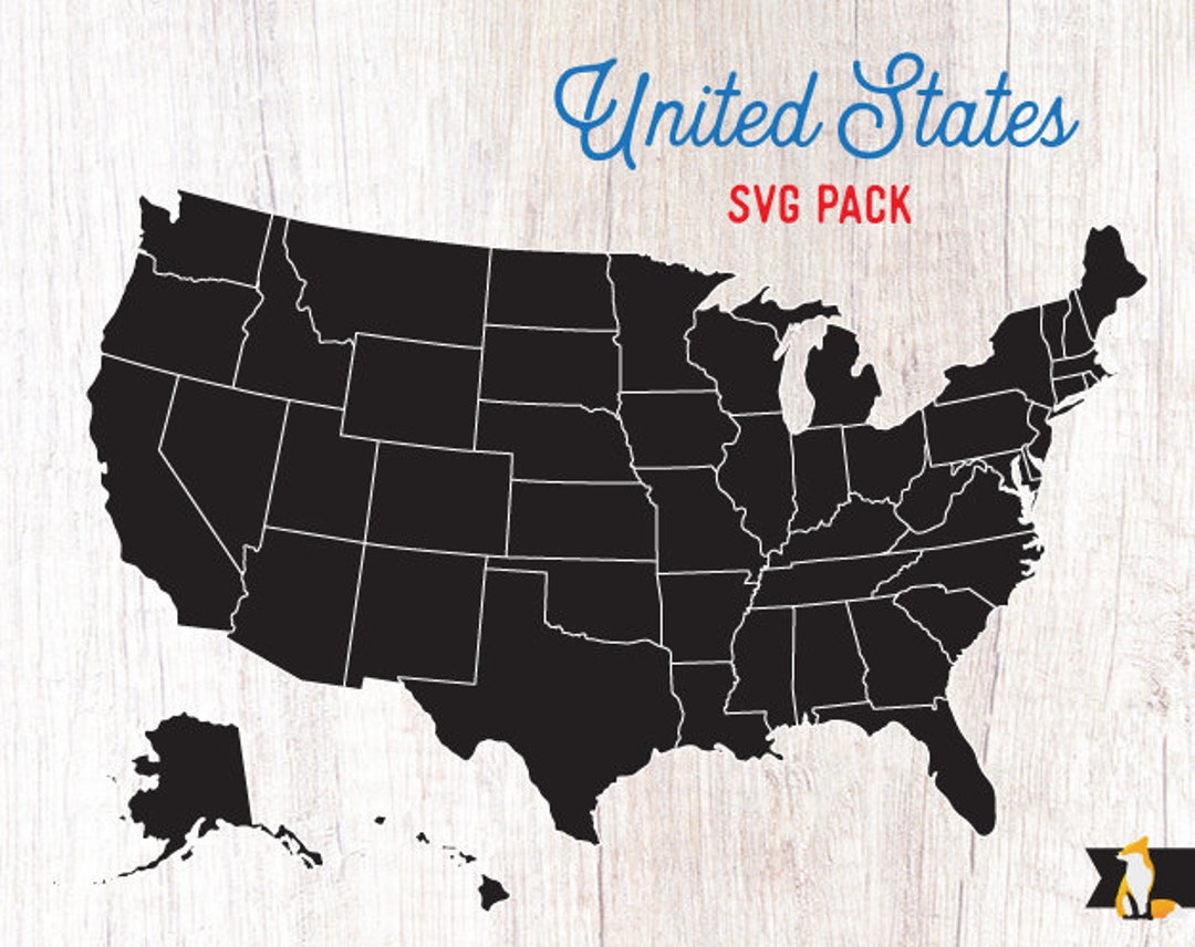 50 States Svg Bundle, 50 States Cut File, 50 States Silhouette, State ...