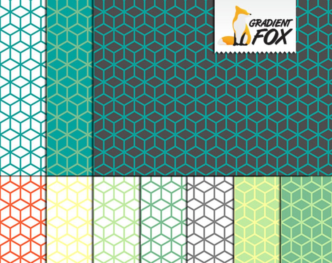 Geometric Box Pattern Digital Paper Box Pattern Scrapbook Paper 3D Box ...