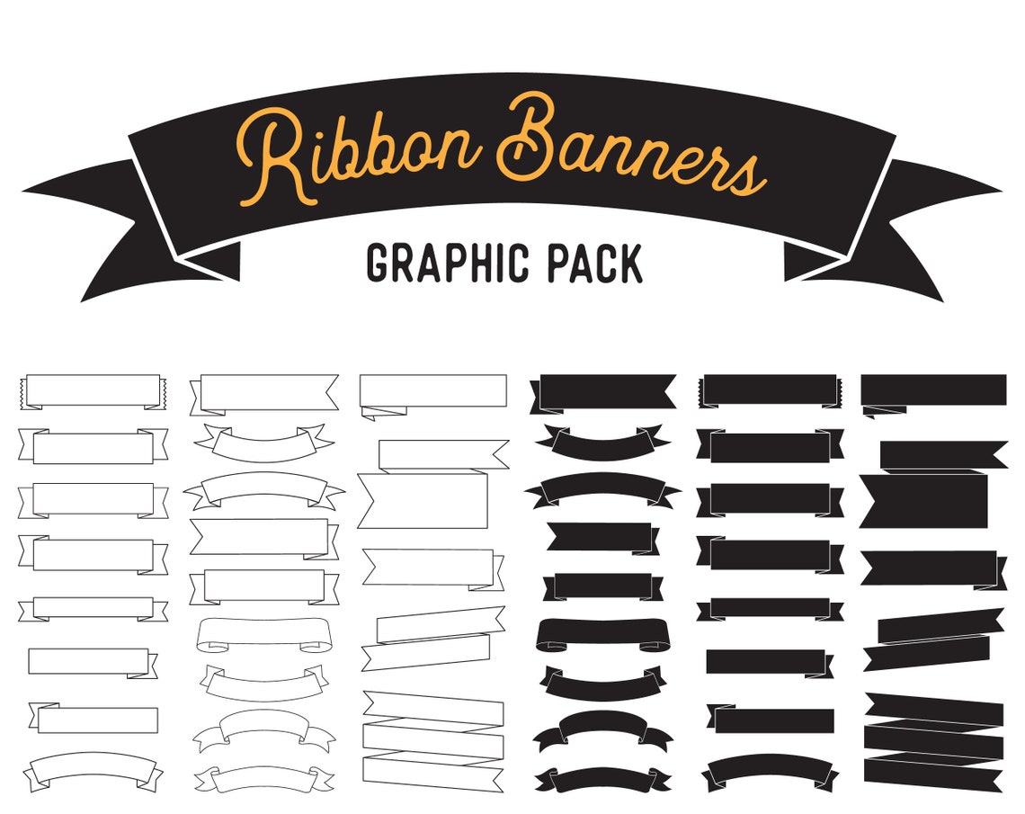 White Ribbon Clipart SVG Bundle White Banner Clipart SVG | Etsy