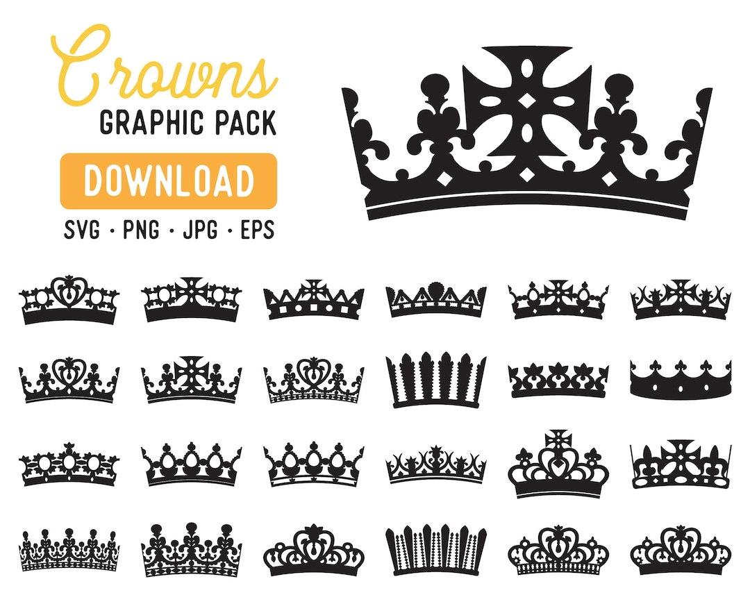 Royal Crown Clipart Royal Crown PNG Graphic Bundle Royal Crown Stencil ...