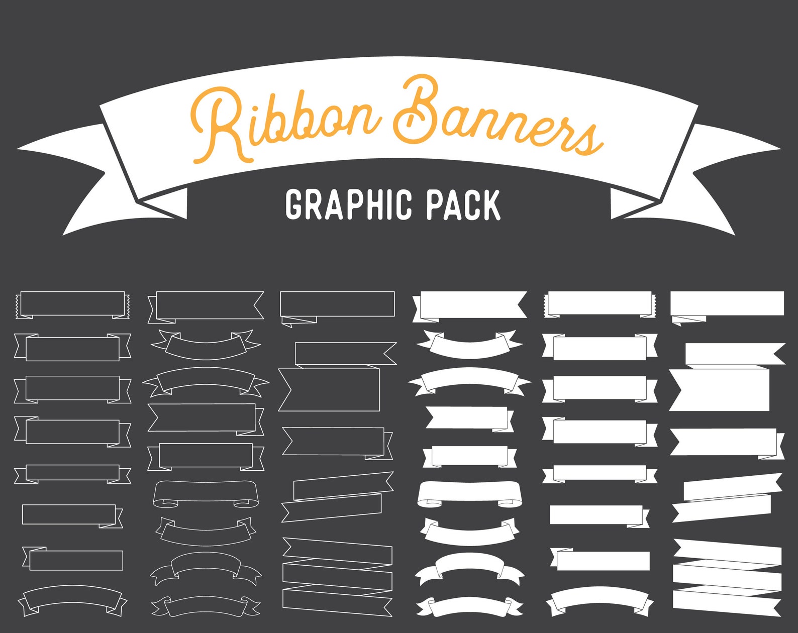 White Ribbon Clipart SVG Bundle White Banner Clipart SVG | Etsy