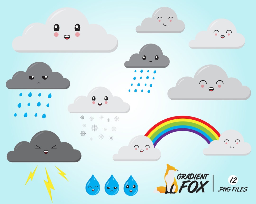 Weather Clipart Pack - Rainy Wheather Graphics - Digital Scrapbook ...