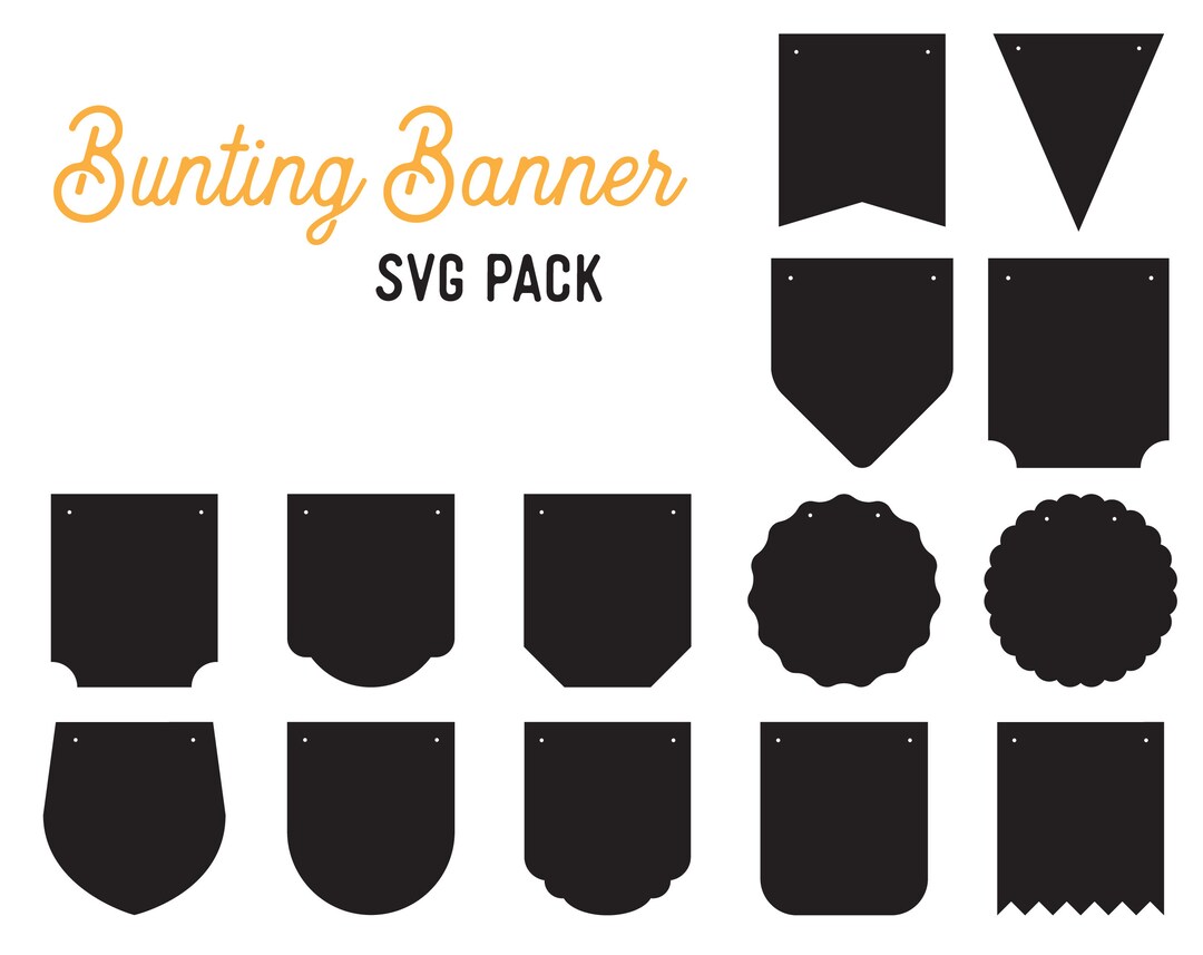 Bunting Clipart SVG Bundle - Bunting SVG Pack - Pennant Clipart ...