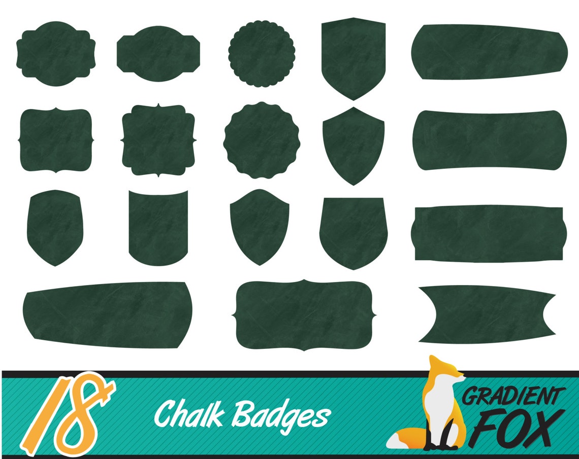 18 Green Chalk Board Badges Chalk Board Clip Art Digital | Etsy