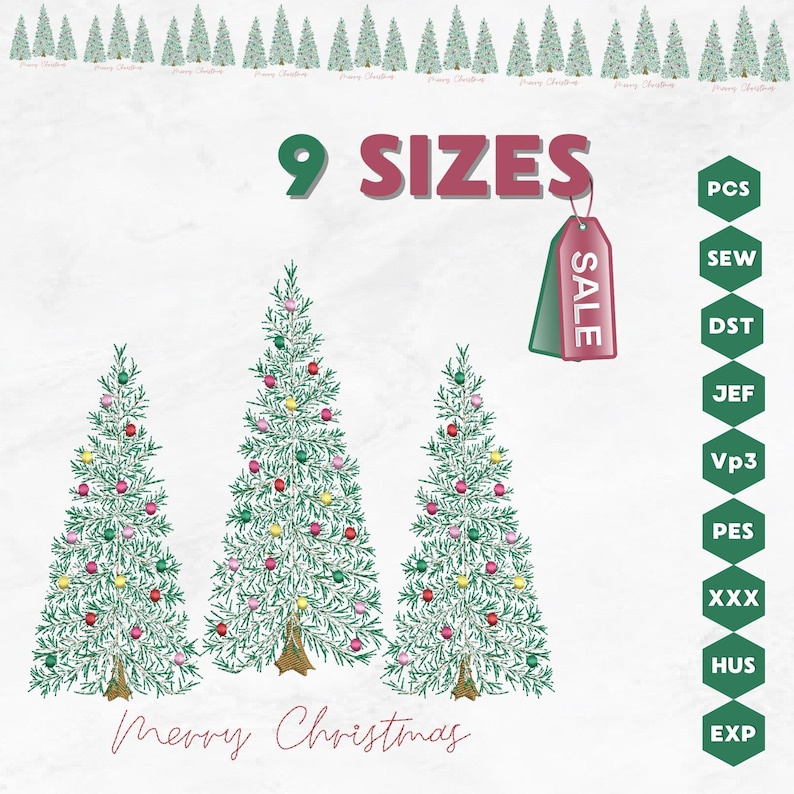 Christmas Tree Machine Embroidery Design: Holiday Pattern (instant ...