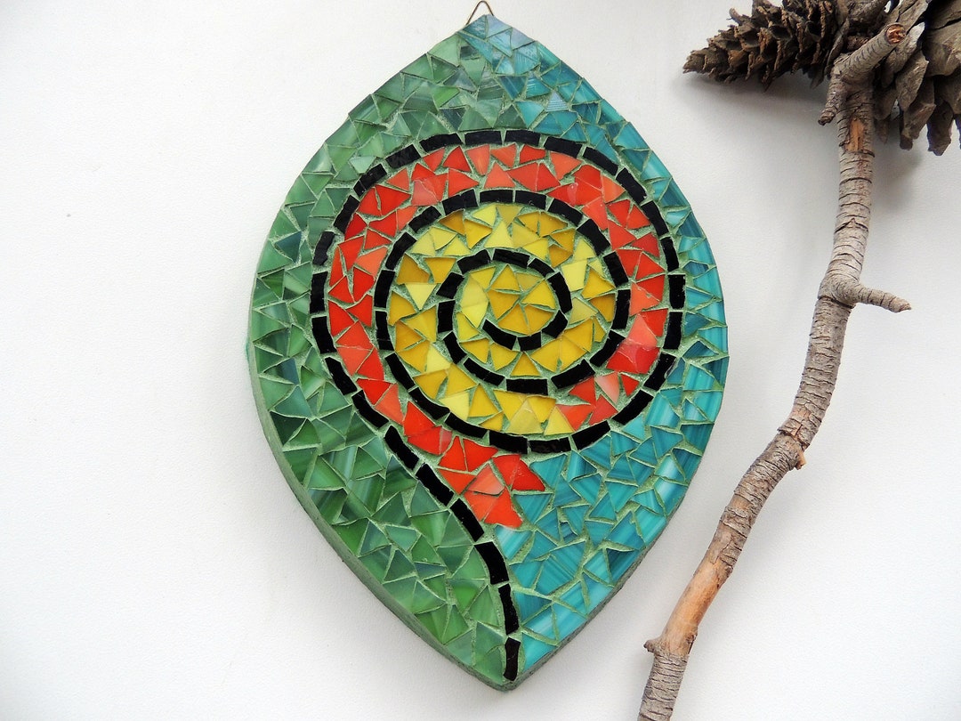 Leaf Glass Mosaic Wall Art, Leaf Mosaic Art, Wall Hanging Mosaic ...