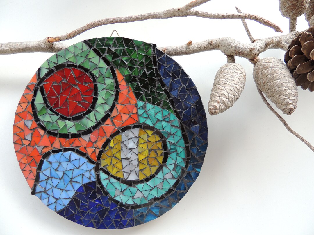 Abstract Glass Mosaic Wall Art, Round Abstract Colorful Mosaic Art ...