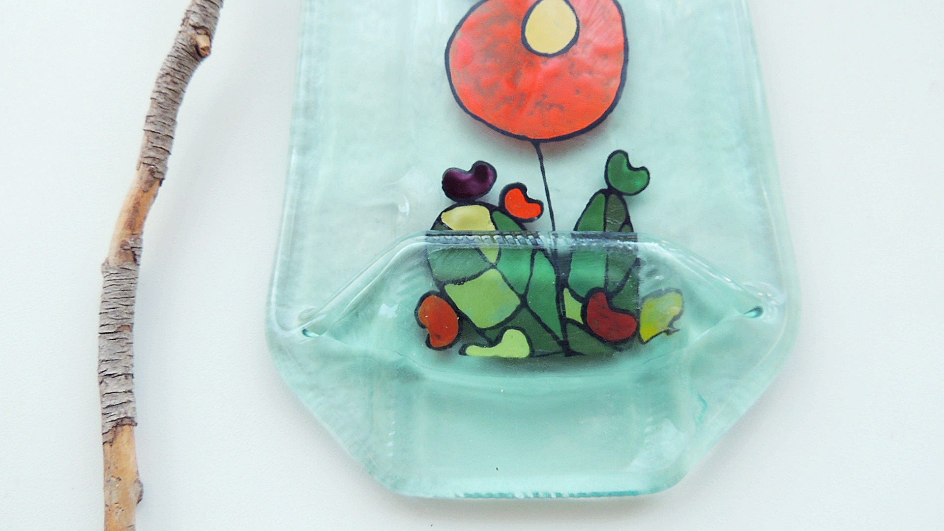 Fused Glass Hand Painted Flattened Recycled Glass Bottle, Fused Wall ...