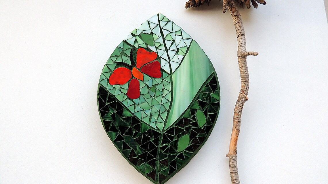Leaf Glass Mosaic Wall Art Butterfly Mosaic Art Leaf Mosaic - Etsy