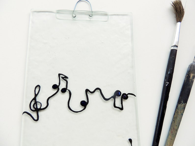 Fused Glass Wall Panel Music Notes Drawing on Glass Music - Etsy Canada