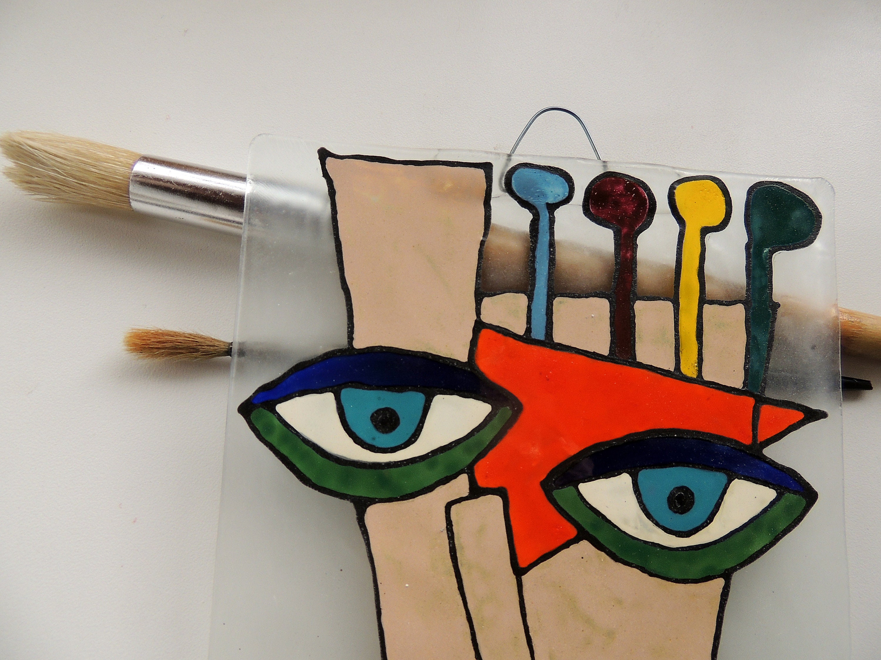 Mask Fused Glass Wall Panel, Hand Painted Fused Mask Panel, Wall Art ...