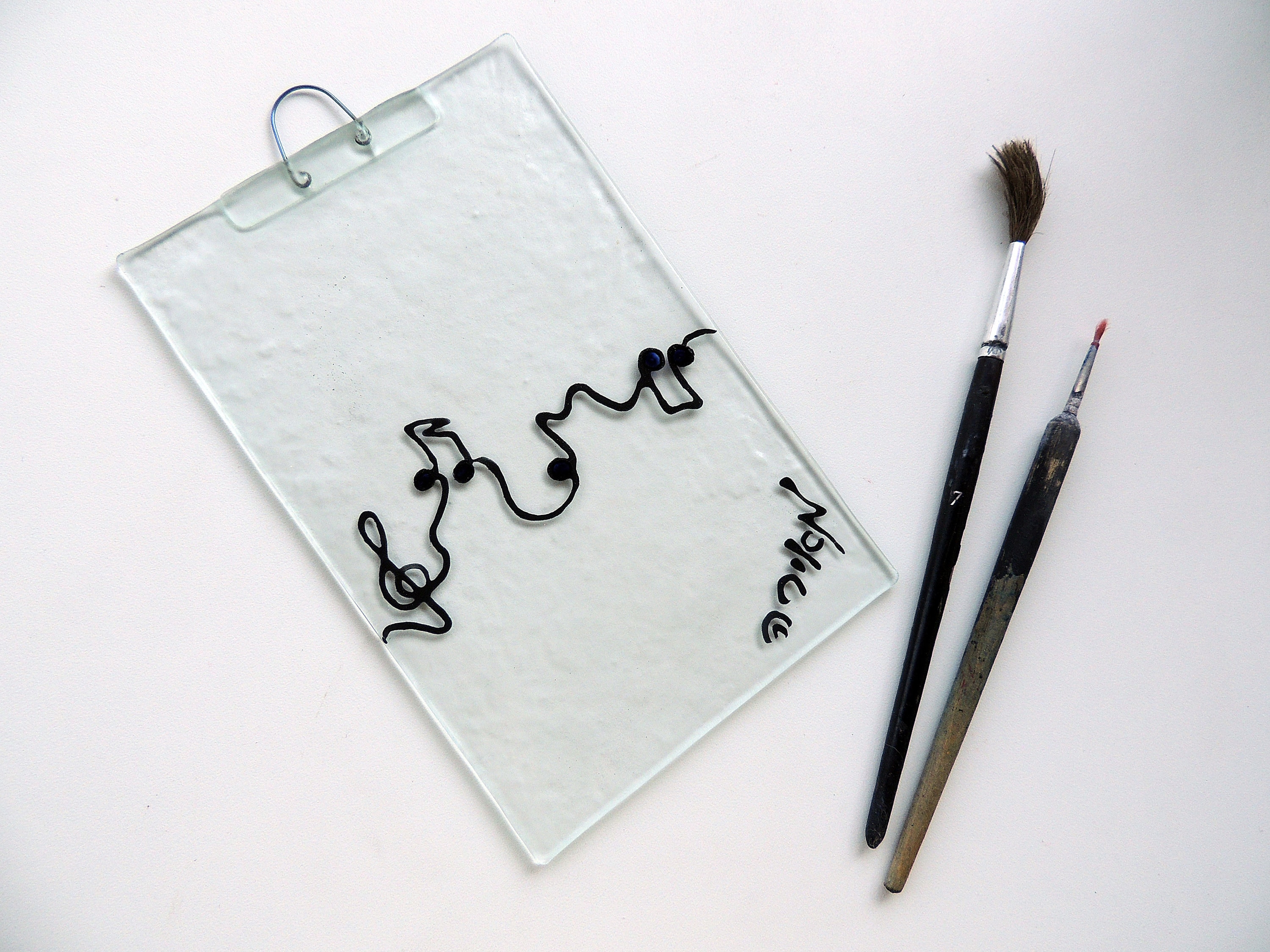 Fused Glass Wall Panel Music Notes Drawing on Glass Music - Etsy Canada