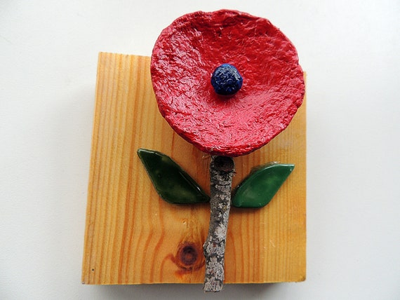 Small Paper Mache' Flower Wall Decor Red Hand Flower - Etsy