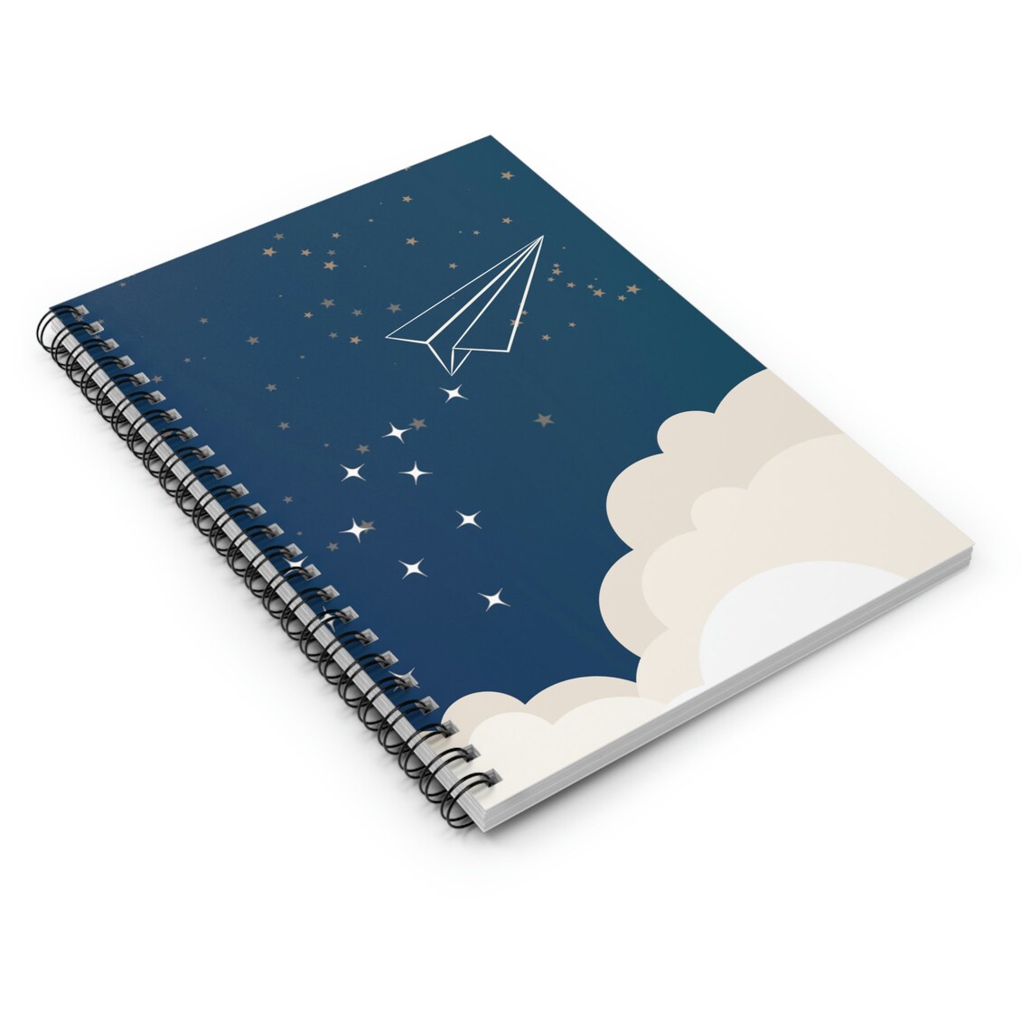 Paper Plane in Starry Sky Spiral Notebook - Ruled Line - Etsy