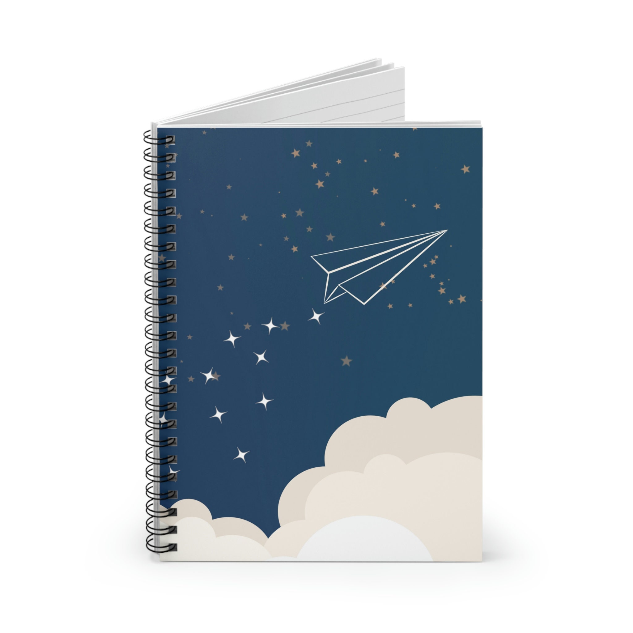 Paper Plane in Starry Sky Spiral Notebook - Ruled Line - Etsy