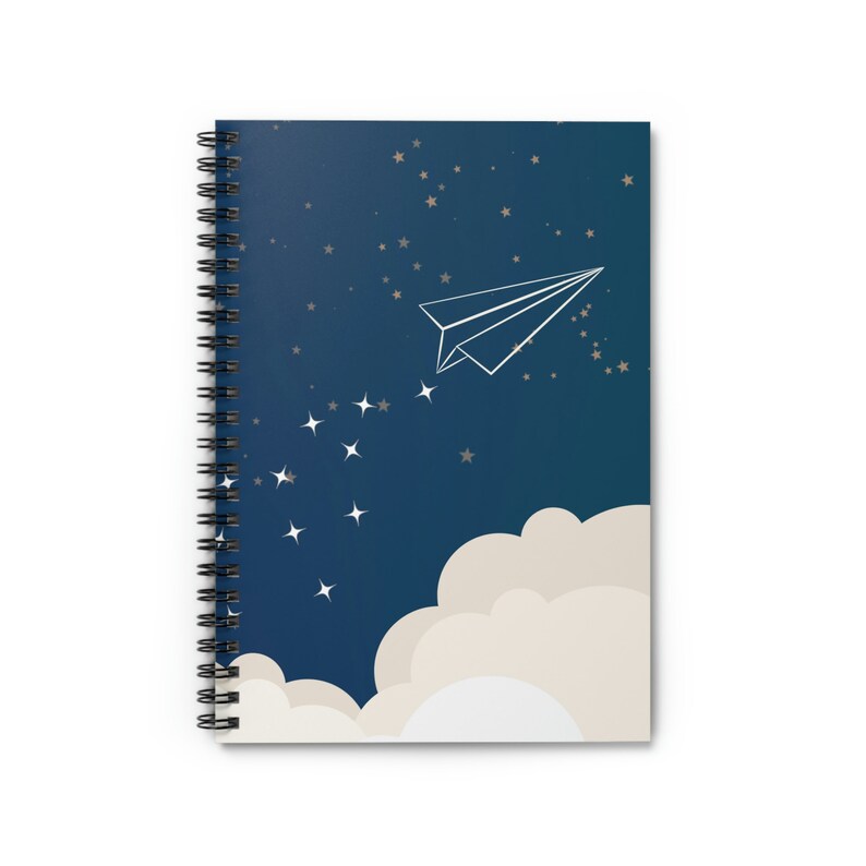 Paper Plane in Starry Sky Spiral Notebook - Ruled Line - Etsy