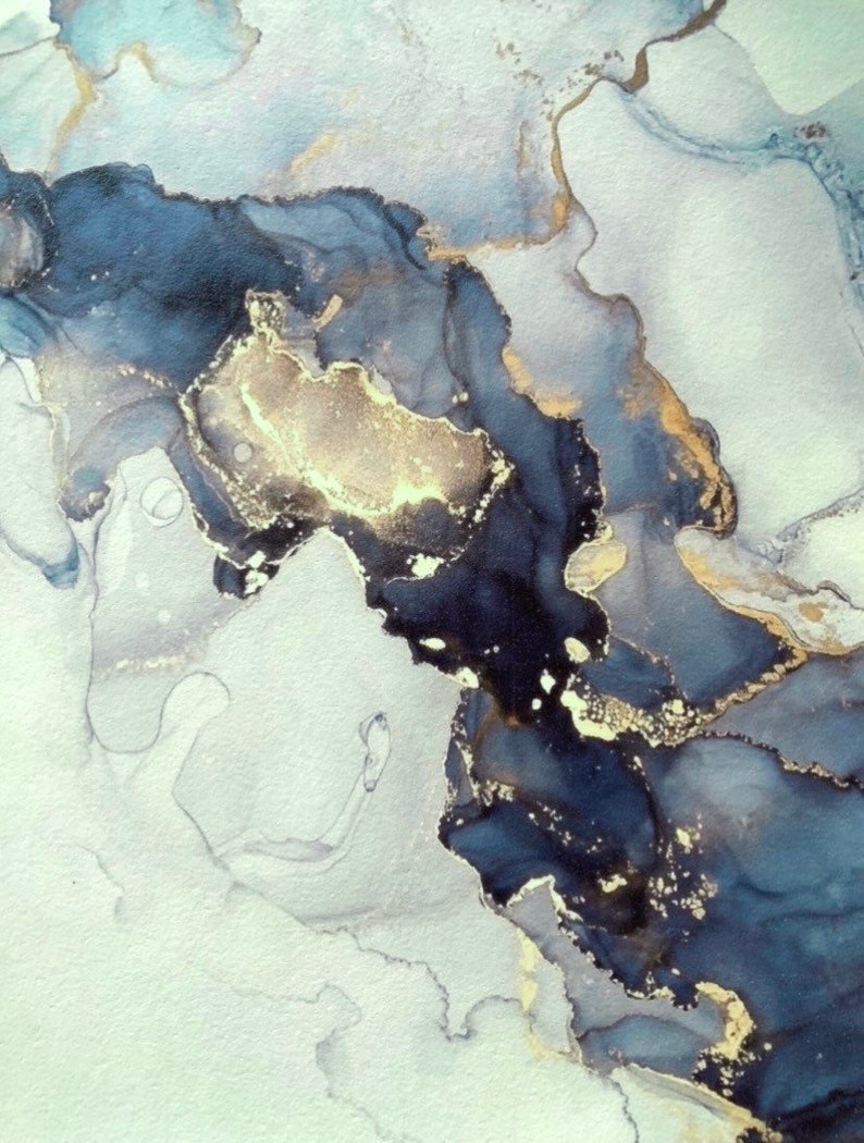 Blue and Gold Marble Edible Wafer Paper - Etsy