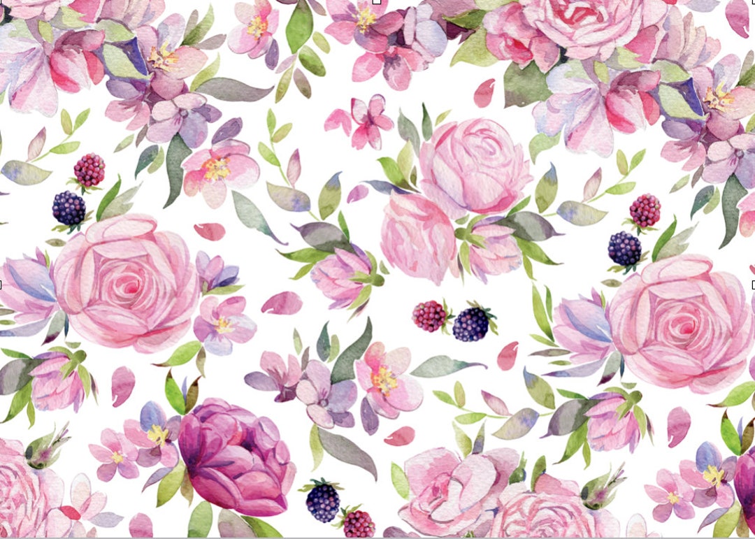 Pink Roses and Berries Floral Edible Paper - Etsy