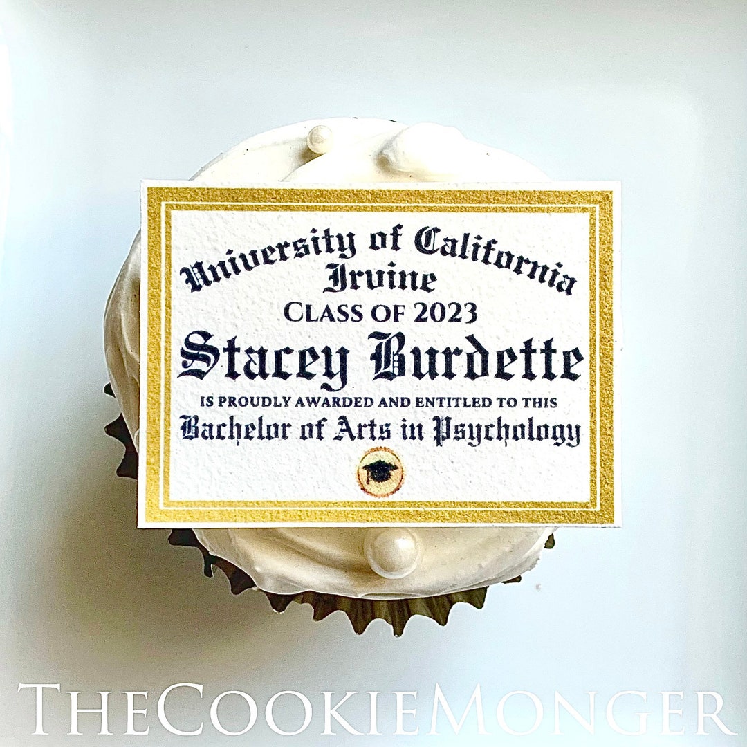15 Edible Personalized Precut Diplomas • Cake, Cupcake, Cookie, Drink ...