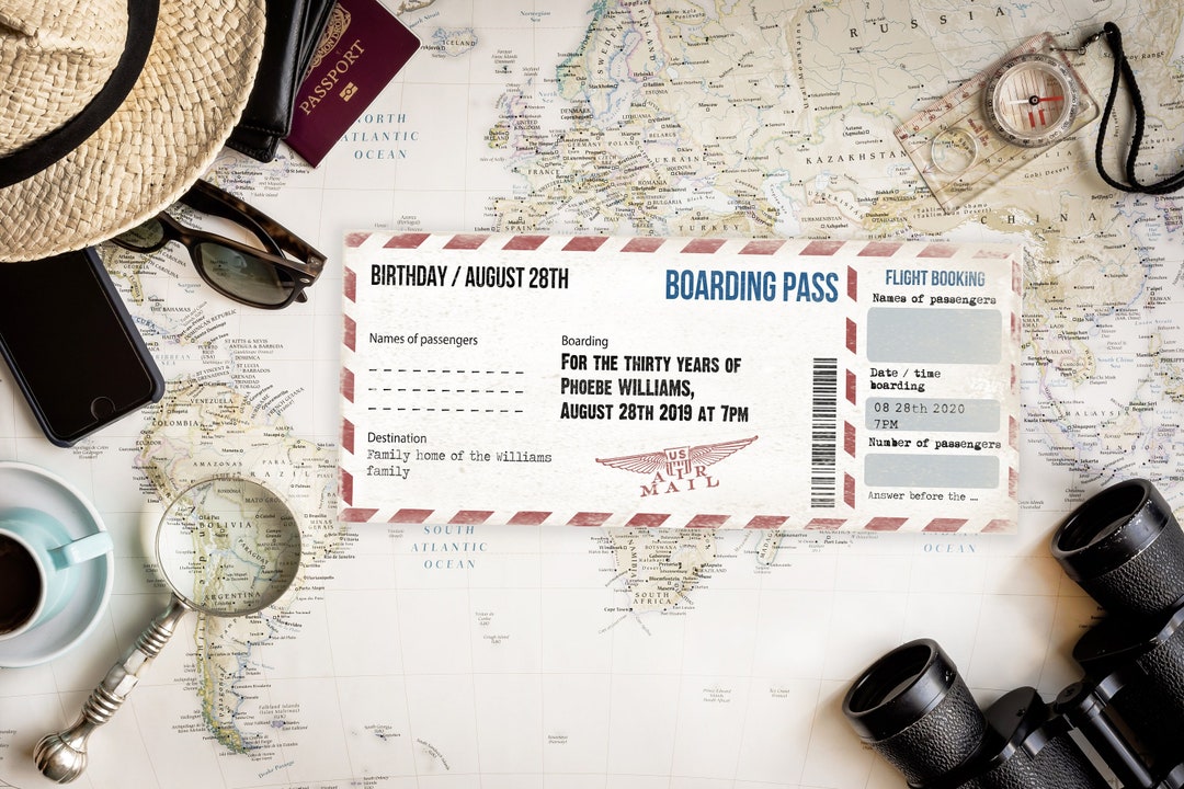 Travel Birthday Invitation, Boarding Pass, Digital Download, to Print ...