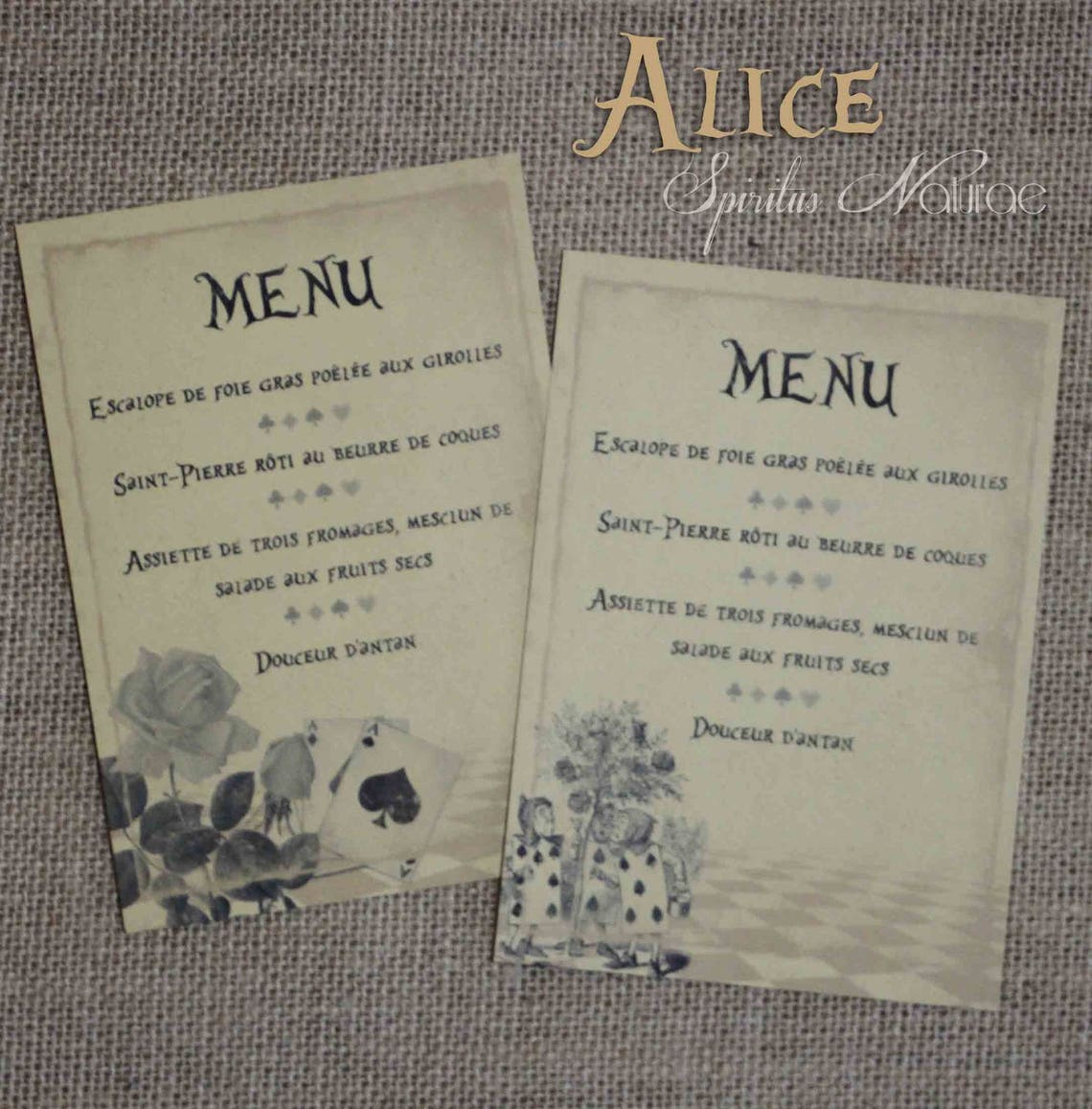 Menu, Alice in Wonderland X10 - Etsy