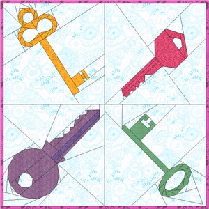 Lock and Key- A Foundation Paper Pieced Mini Quilt Pattern Bundle - Etsy