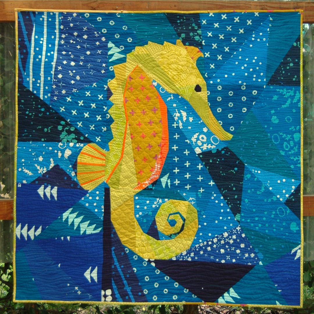 Treasure of the Sea 50 Inch Foundation Paper Pieced Seahorse Quilt ...