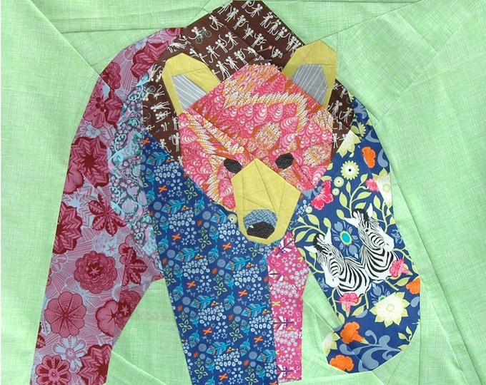 Bear Paper Pieced Block Pattern in PDF - Etsy Denmark