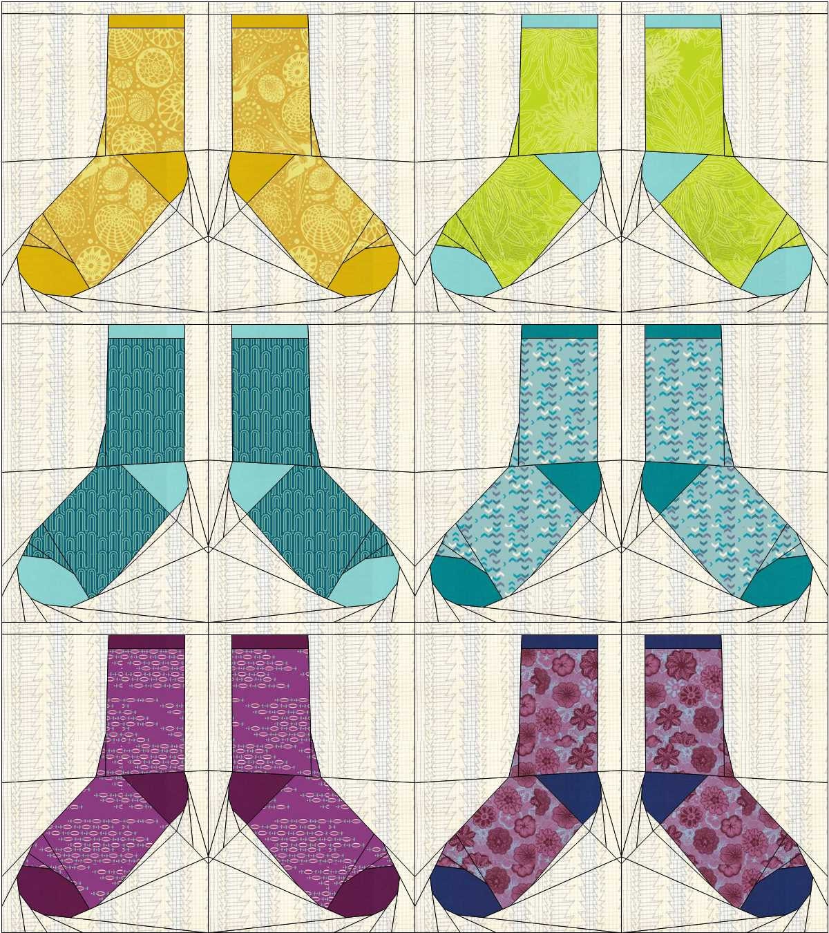 Foundation Paper Pieced Mini Quilt Pattern the Odd Socks 4 - Etsy