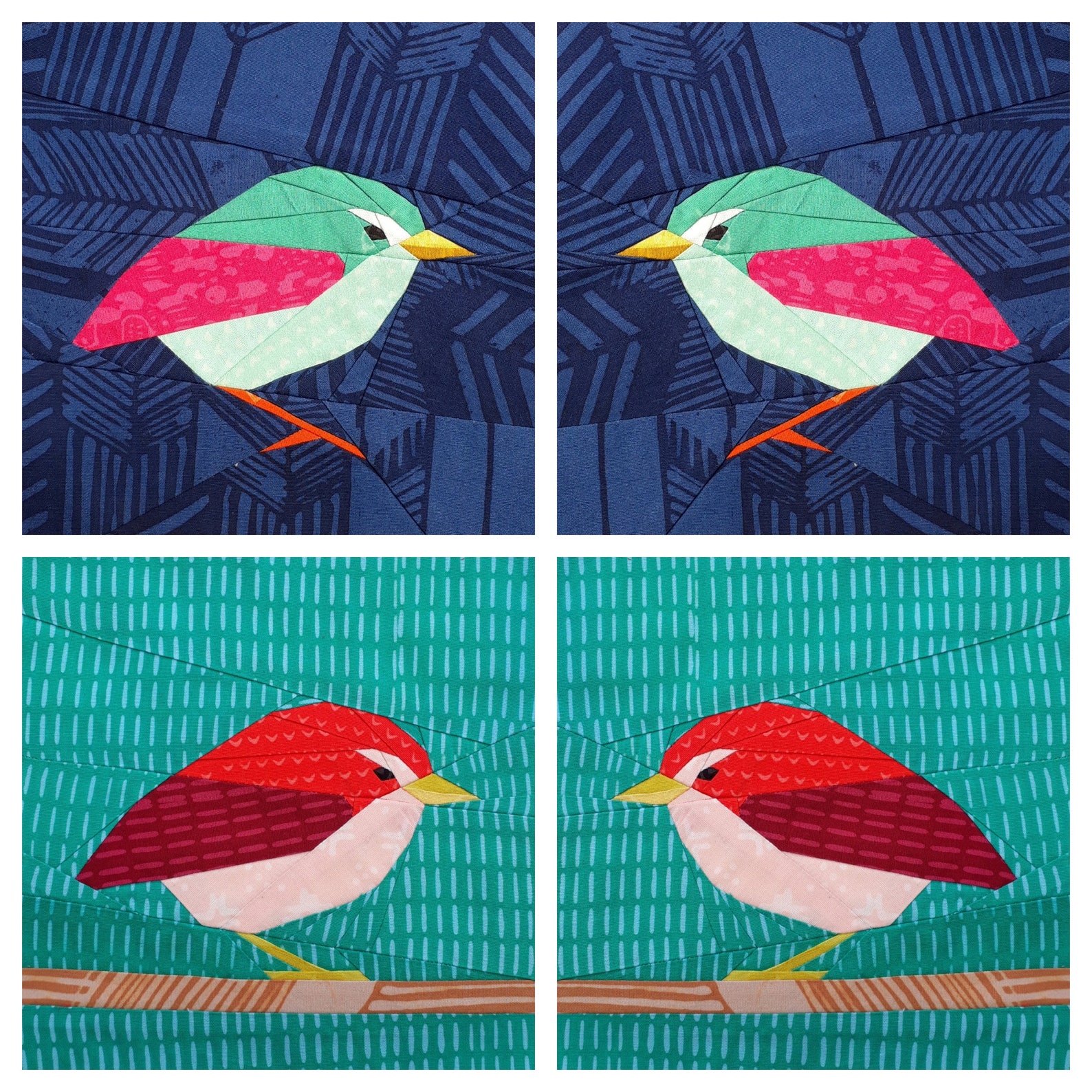 Wren Bird Quilt Pattern Bundle Foundation Paper Pieced 6 Inch 12 Inch ...