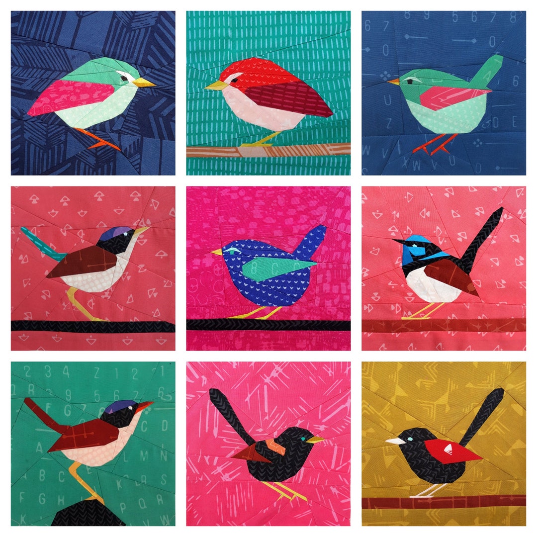 Wren Bird Quilt Pattern Bundle Foundation Paper Pieced 6 Inch 12 Inch ...