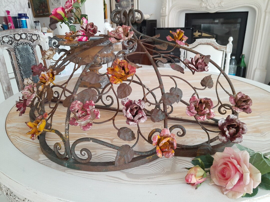 Antique Ciel De Lit Italian Canopy Bed CROWN Corona Wrought Iron Dome ...