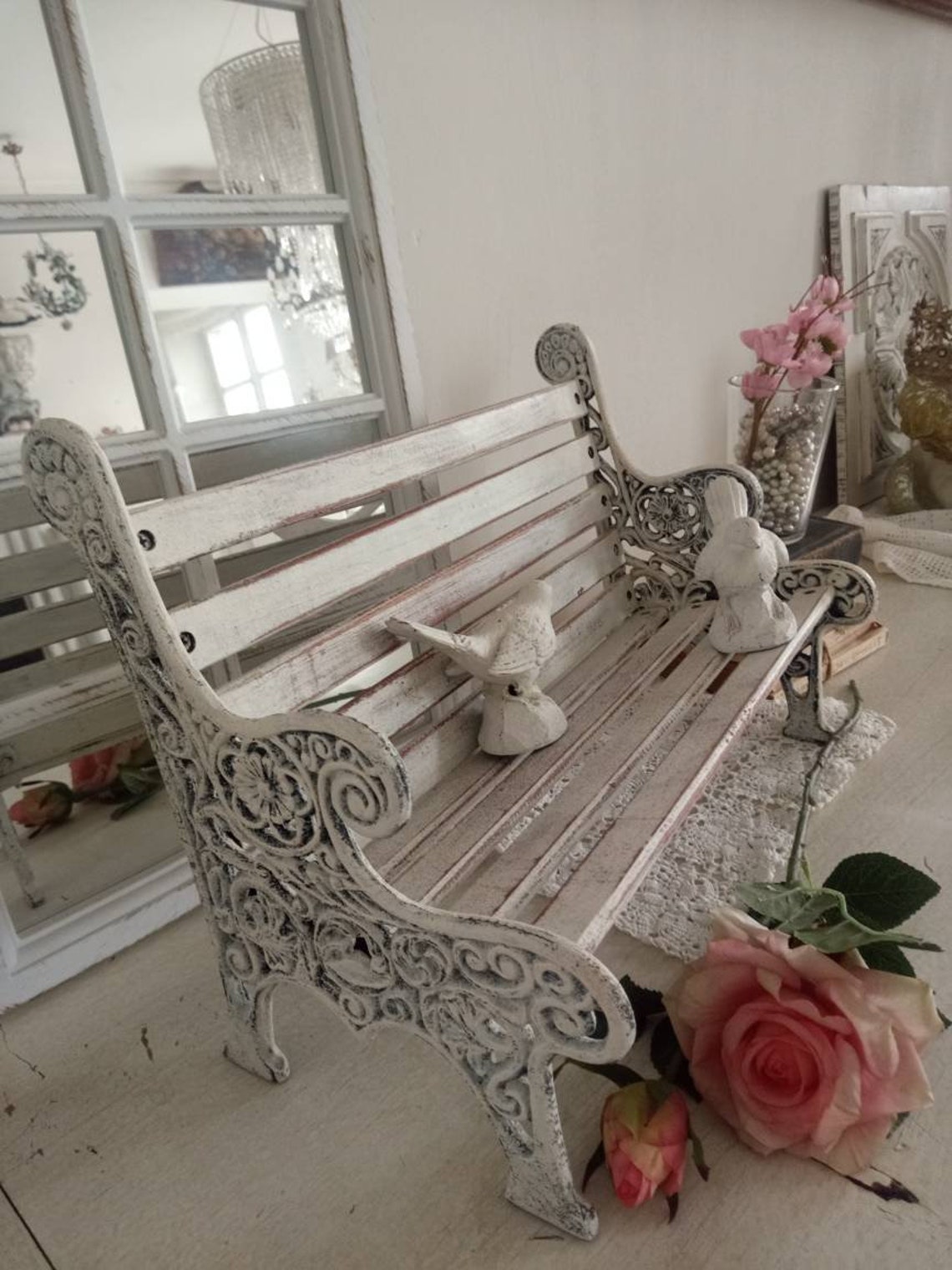 Italian Antique Dolls Bench or Deco Bench Shabby Chic White - Etsy