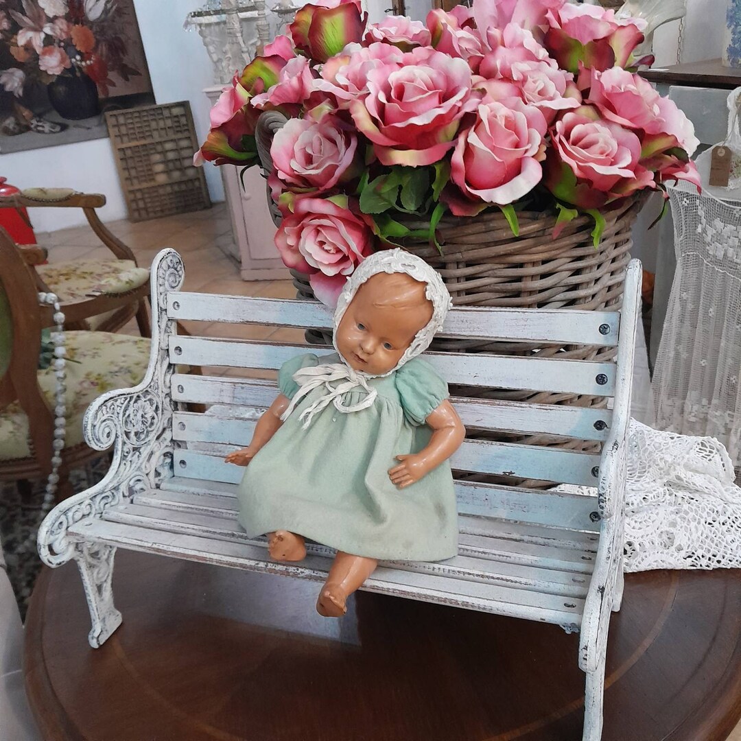 Italian Antique Dolls Bench or Deco Bench Shabby Chic White Chipped ...