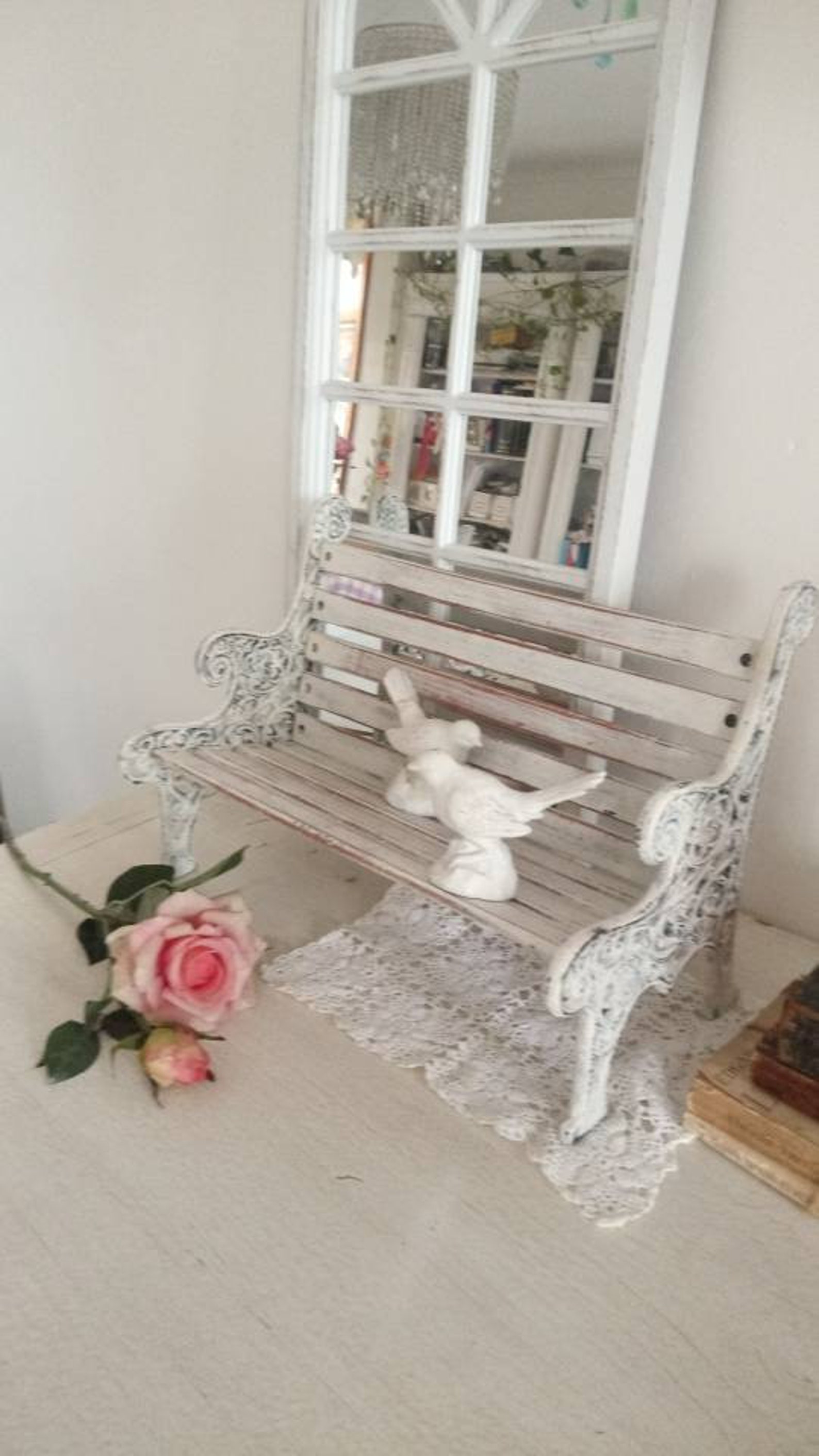 Italian Antique Dolls Bench or Deco Bench Shabby Chic White - Etsy
