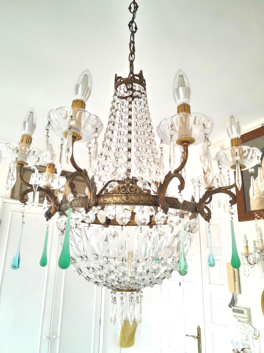 LIMITED EDITION! EMERALD Green Raindrops Murano Empire Palatial ...