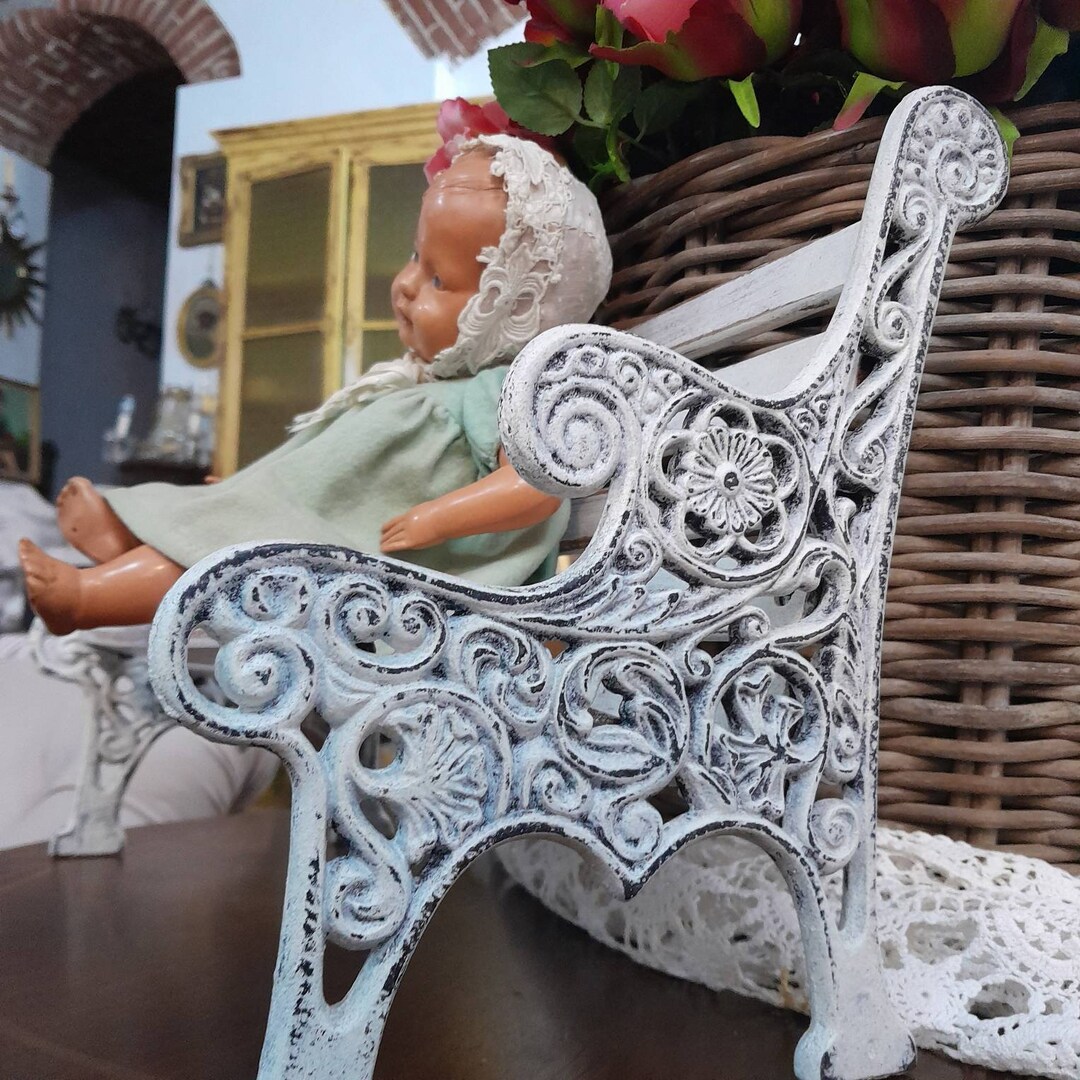 Italian Antique Dolls Bench or Deco Bench Shabby Chic White Chipped ...
