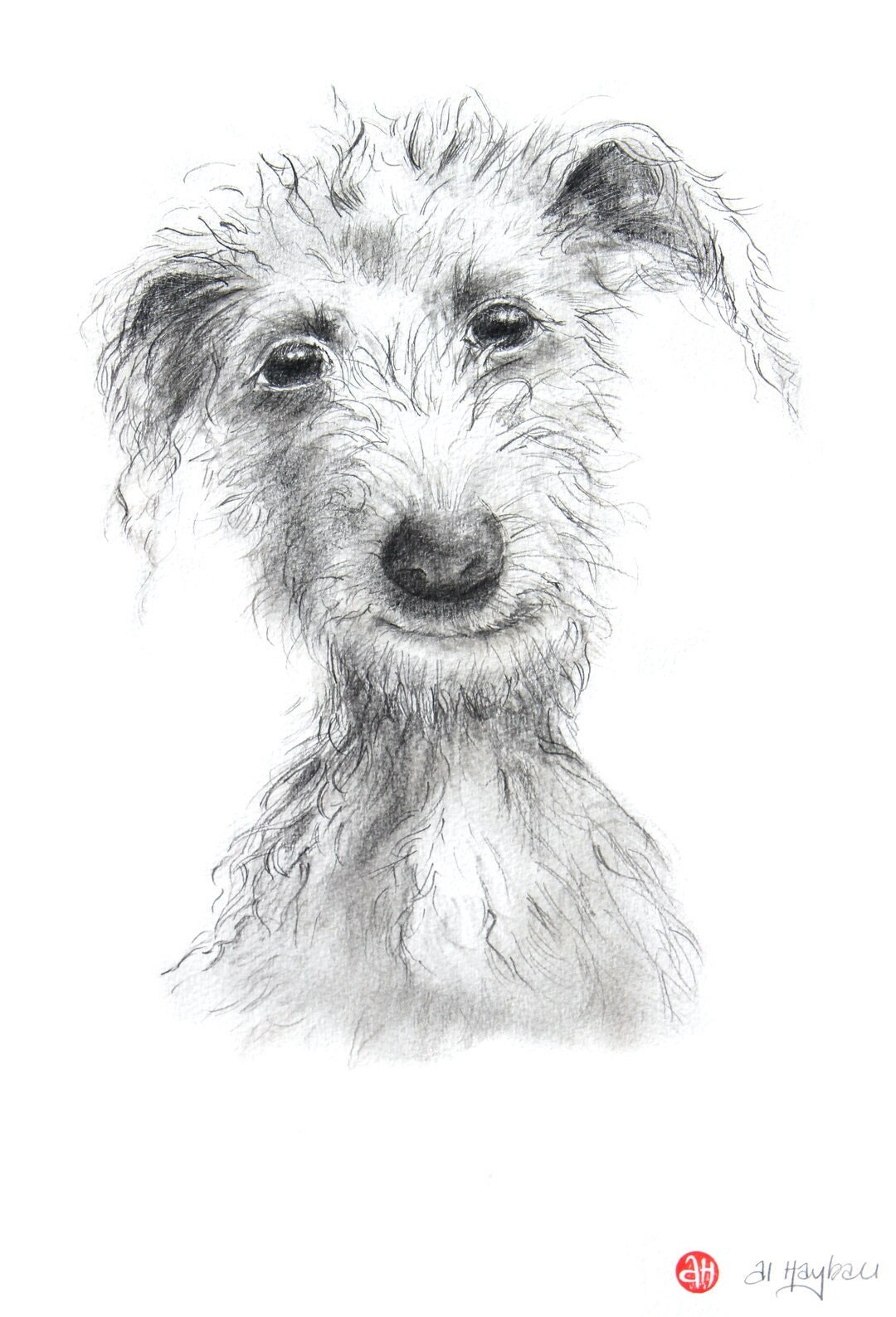 Happy Dog, Pencil Drawing, Detailed, Graphite, Bedlington, Whippet ...