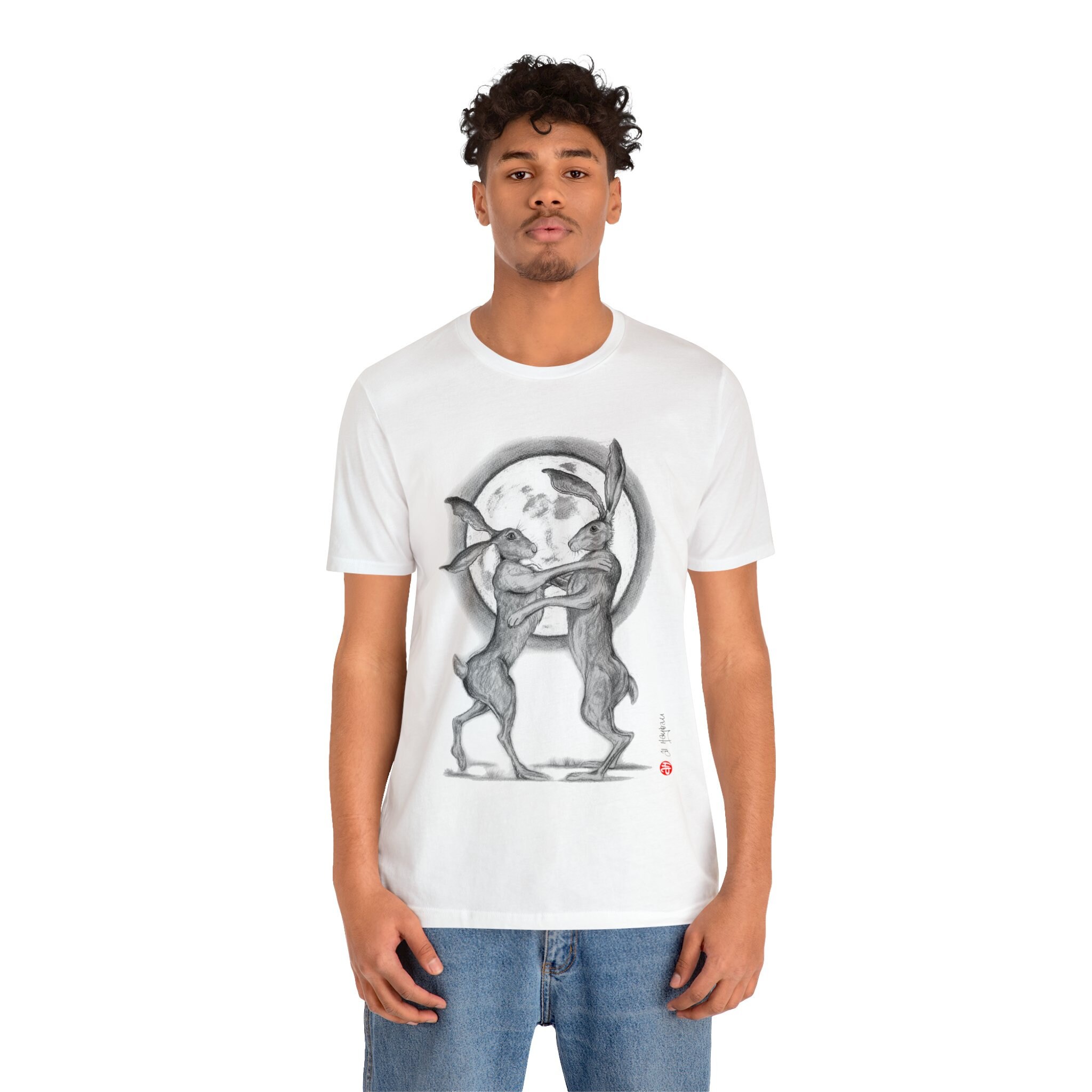 Dancing Hares Unisex Jersey Short Sleeve Tee, Boxing Hares Art, Hare T ... Dancing Hares Unisex Jersey Short Sleeve Tee, Boxing Hares Art, Hare T ...