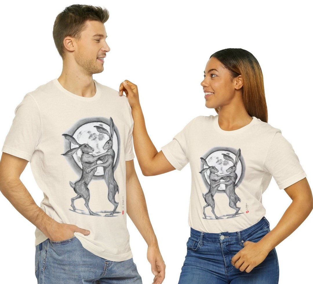 Dancing Hares Unisex Jersey Short Sleeve Tee, Boxing Hares Art, Hare T ... Dancing Hares Unisex Jersey Short Sleeve Tee, Boxing Hares Art, Hare T ...