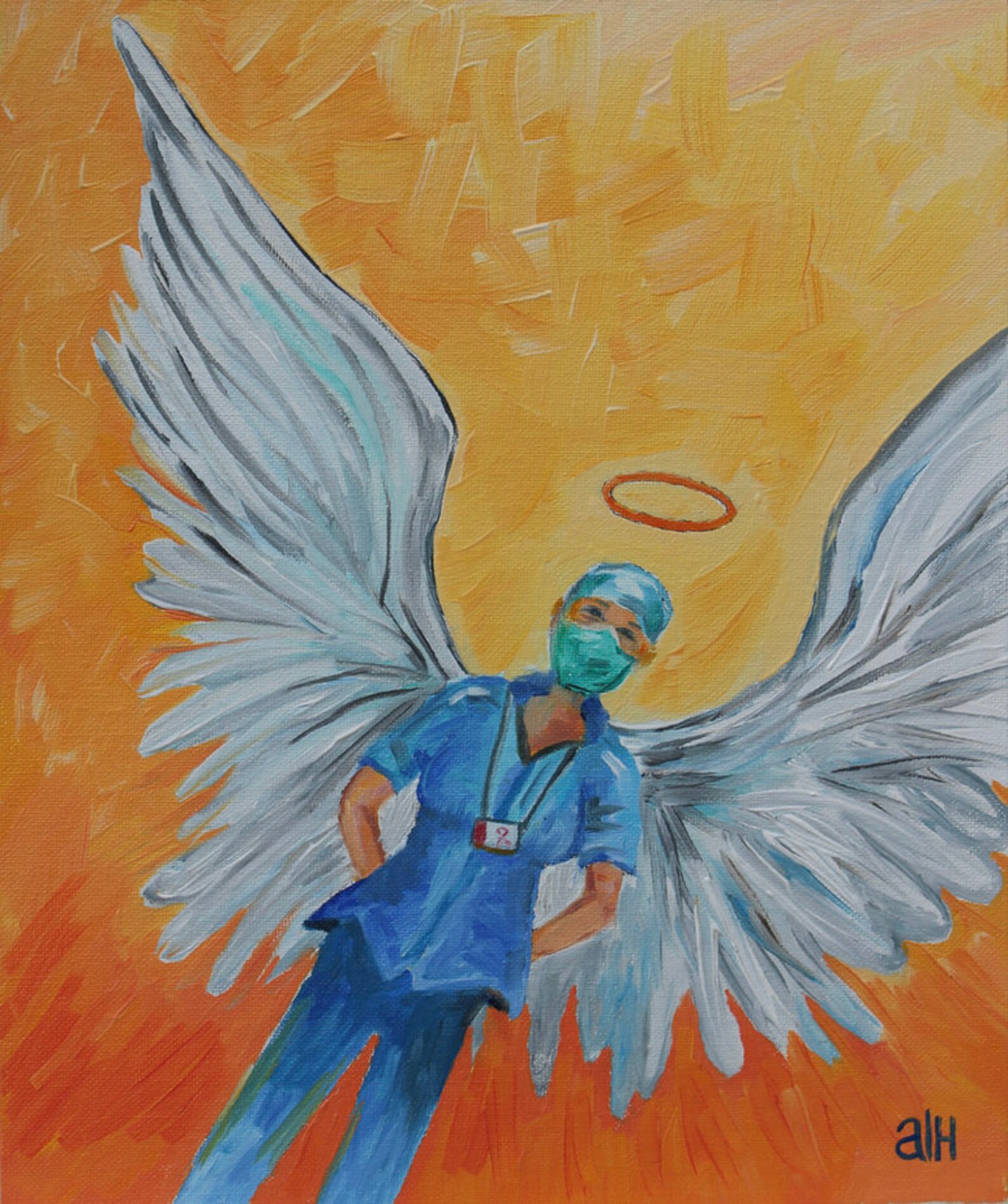 ORIGINAL ARTWORK, Nurse Angel, NHS, Oil Painting, Wall Decor, Home ...