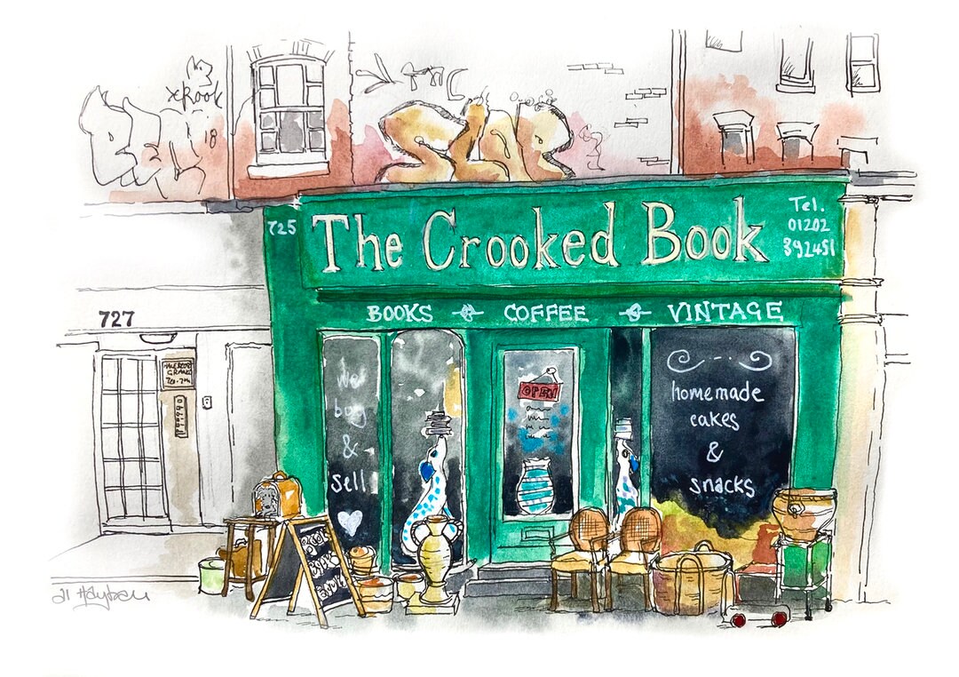 The Crooked Book, Print, From an Urban Sketch, Book Shop, Boscombe ...