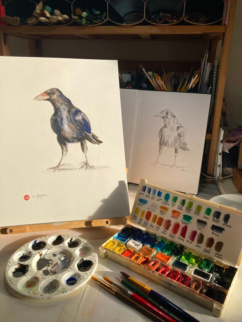 CROW, Limited Edition Print, From a Watercolour, Bird Watercolour, Bird ...