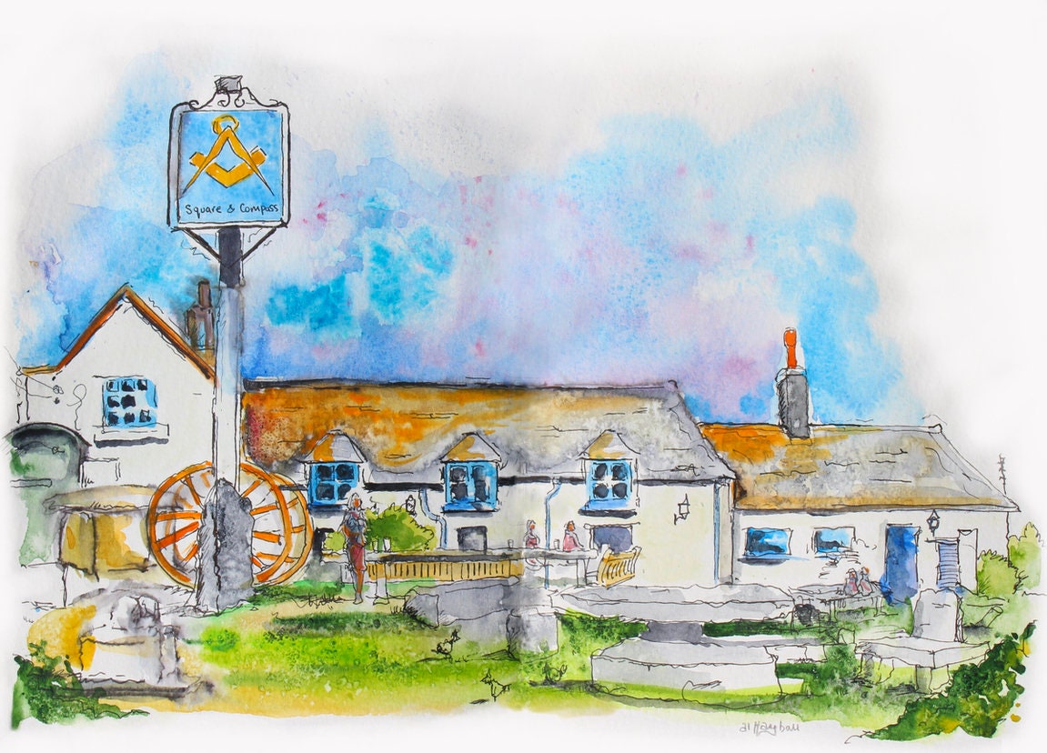 The Square and Compass Pub Art, Print, From an Urban Sketch, Worth ...